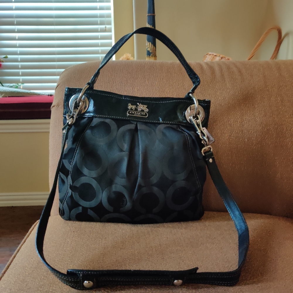 Coach 14579 Madison Op Art Signature C Black Hobo - Gem